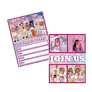 DB11 20pcs Sandbox Game Birthday Party Invitations Sandbox Game Party Decoration Invitation Cards with 20 Envelope Boys and Girls Baby Shower