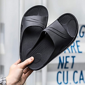 KOCOTA Men's and Womens Arch Support Recovery Slide Sandals Black 10-11 Women/8-9 Men.