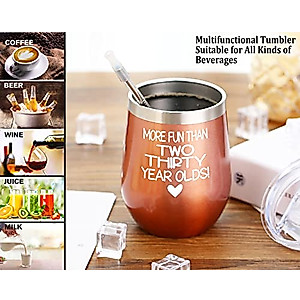 More Fun Than Two Thirty Year Olds-Funny 60th Birthday Gift fo Women Mom Grandma Coworker Boss Sister Friends Teacher Nurse-Sixtieth Birthday-60 Years Old Gift-12oz Rose Tumbler Coffee Cup Mug