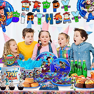 Toy Story Birthday Party Supplies,167pcs Toy Story Party Decorations&Tableware Set-Toy Story Birthday Decorations Balloon Banner Plates Cups Tablecloth etc Toy Story Themed Birthday Party Supplies