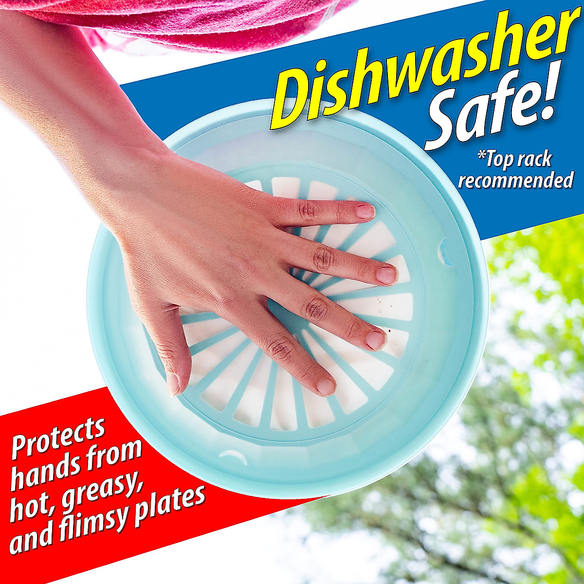 Besti Reusable Plastic Paper Plate Holders 10 Inch, 20 Piece Round Plastic Paper Plate Holder Set with Snap-In Grooves, Dishwasher Safe In Black Color