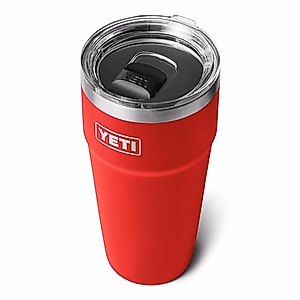 YETI Rambler Cup, Vacuum Insulated Stainless Steel Stackable Cup with Magslider Lid, Rescue Red, 30 oz (887 ml)