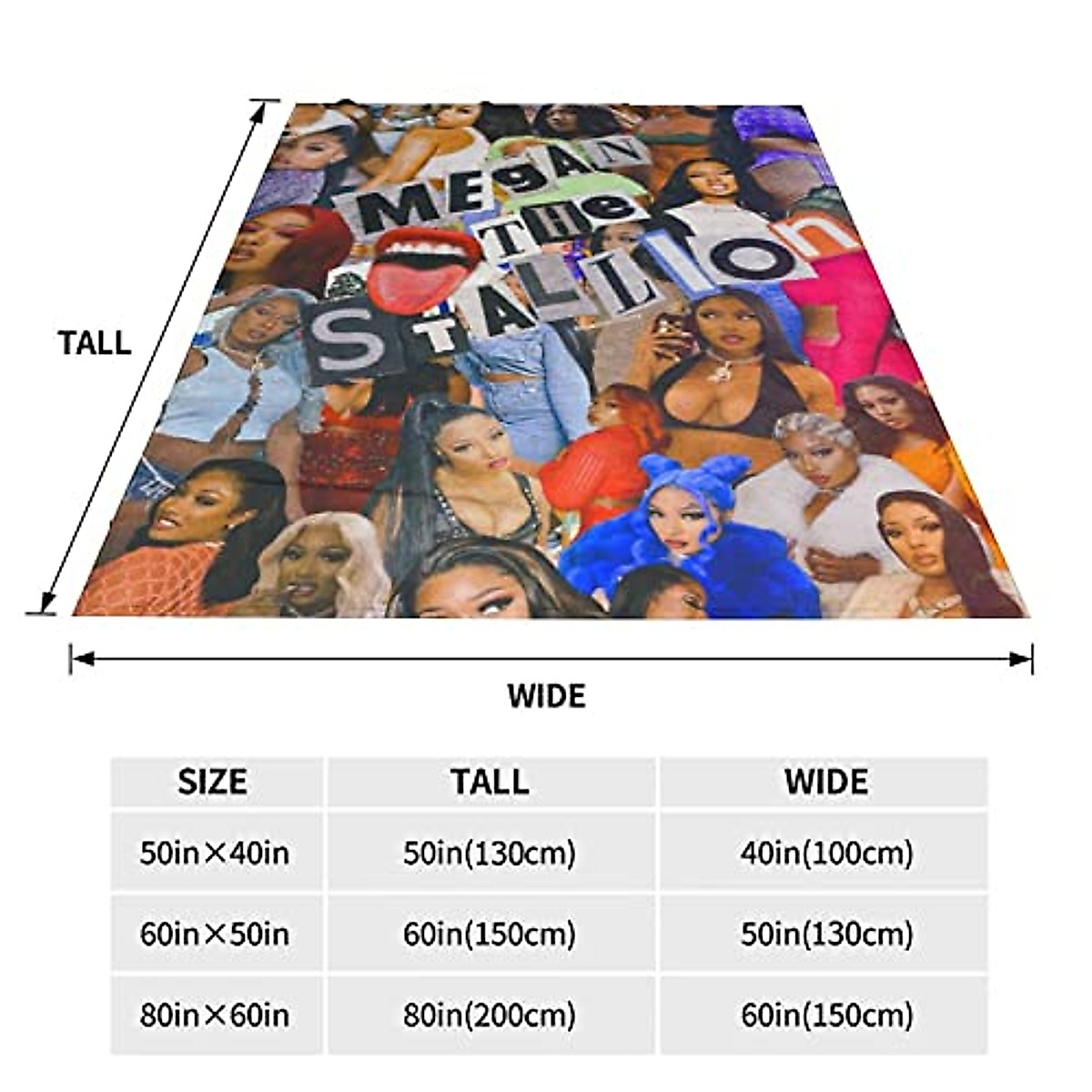 Rwillppycfei Funny American Rapper Singer Megan and & Thee Or/Stallion Throw Blanket, Flannel Fleece Blankets and Throws for Bed, Wearable Air Condition Blanket 40"x50"