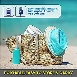 My Foldaway Fan Folding Fan, Portable Fan for Travel, Rechargeable Fan with 10 Hour Battery Life, Super Quiet Cordless Fan & Desk Fan, Travel Fan Extendable from 4”- 40” with 3 Modes As Seen on TV