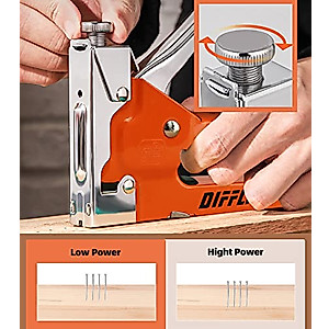 DIFFLIFE Staple Gun Heavy Duty, YEAHOME 4-in-1 Stapler Gun with 2400 Staples, Manual Brad Nailer Power Adjustment Stapler Gun for Wood, Crafts, Carpentry, Decoration DIY