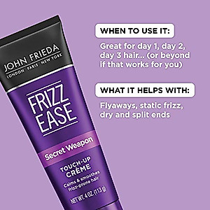 John Frieda, Frizz Ease TouchUp Crème AntiFrizz Finishing Cream Helps to Calm and Smooth Frizzprone Hair 4 6pack, SECRET WEAPON, 24 Ounce, (Pack of 6)