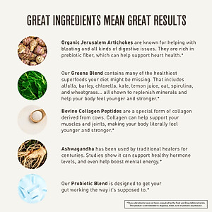 ROUNDHOUSE PROVISION Morning Kick, Greens Superfood Powder Supplement with Ashwaganda, Collagen Peptides, Probiotic Digestive Green Powder, Supports Energy Levels, 30 Servings (Strawberry Lemonade)