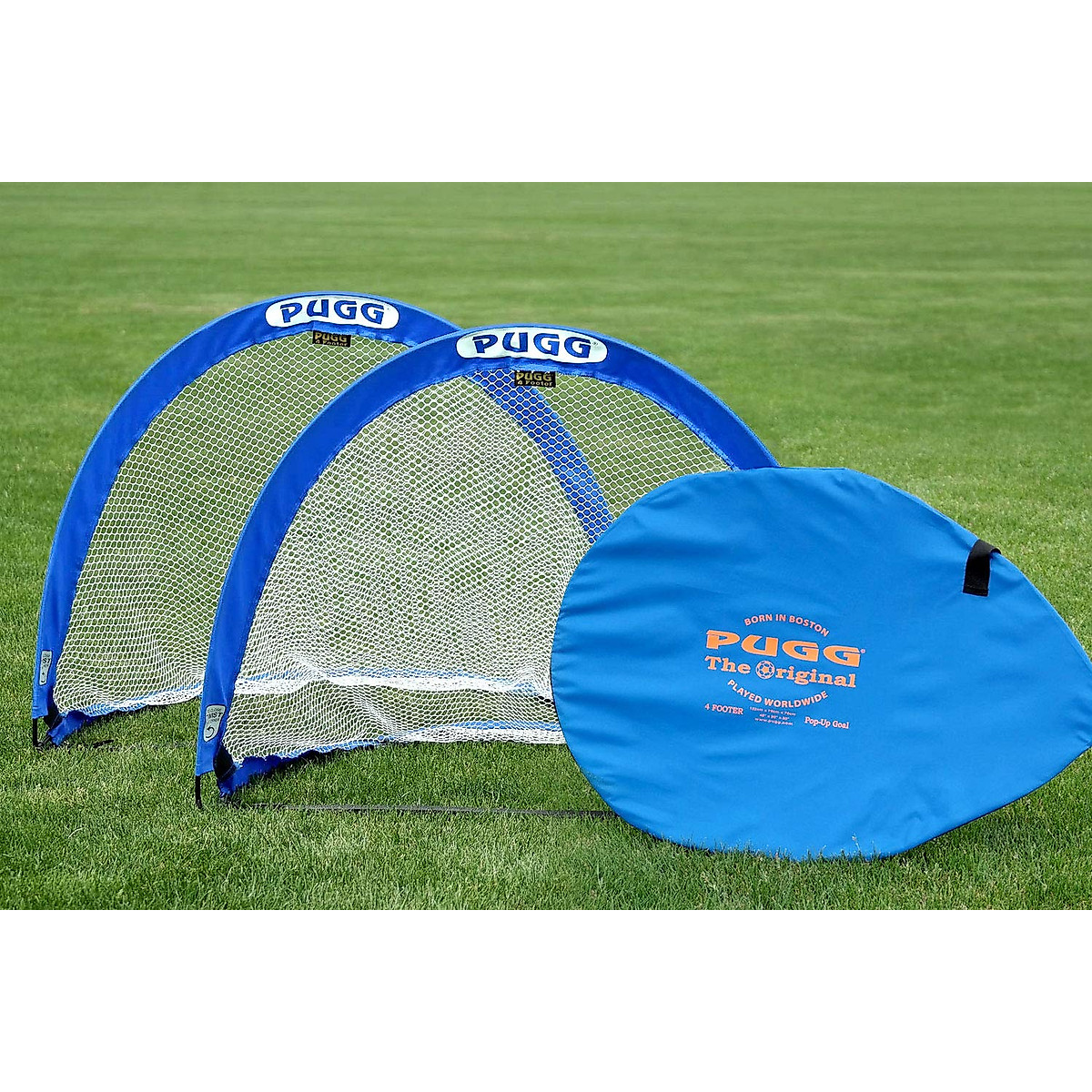 PUGG 4 Foot Pop Up Soccer Goal - Portable Training Futsal Football Net - The Original Pickup Game Goal (Two Goals & Bag)