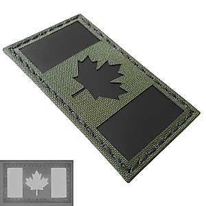 OD Green Infrared IR Canada Flag 3.5x2 Olive Drab IFF Tactical Morale Hook Patch