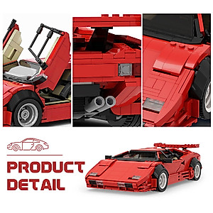 VONADO Supercar LP5000 QV Building Block Set, Race Car Building Kit and Engineering Toys, Building Project for Adults Collectible Models, Creative Gifts for Kids and Adults(1308PCS, Red)