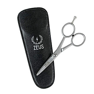 ZEUS Handmade German Stainless Steel Best Beard Trimming Scissors w/Leather Case, Trimming & Shaping Shears by Becker