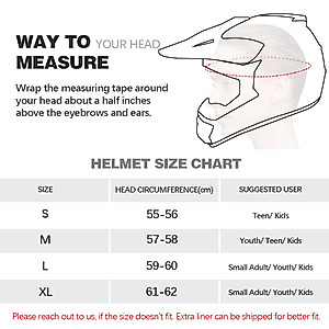 Youth Kids Motocross Helmet, Full Face Motorcycle Dirt Bike Off-Road Mountain Bike BMX ATV Helmet, DOT Approved, 5Pcs Set (W/Gloves Goggles Mask), Blue, XL