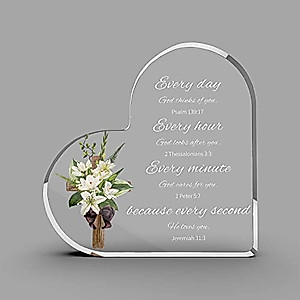 Acrylic Christian Gifts for Women Religious Decor with Bible Verse and Inspirational Sign Men Mom Wife Friends Colleague Co-Worker Home Office Gift (WHITE, LILY CROSS)