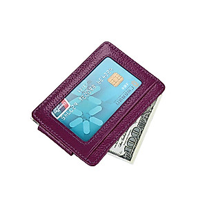 JNKET RFID Blocking Slim Money Clip Genuine Leather Minimalist Front Pocket Wallet for Men Women (Purple)