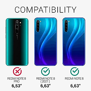 kwmobile Case Compatible with Xiaomi Redmi Note 8 (2019/2021) Case - Soft Slim Protective TPU Silicone Cover - Teal Matte