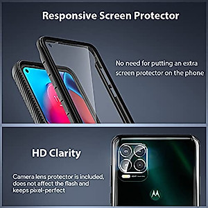 HATOSHI Case for Moto G Stylus 5G Case, Motorola G Stylus 5G Case with Built in Screen Protector, Full-Body Military Shockproof Clear Protective Phone Case Cover with 2 Camera Lens Protector, Black