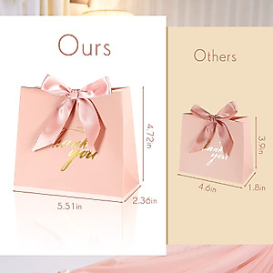 Leinuosen 12 Pcs Small Thank You Gift Bag, Bridal Shower Gift for Guests, Party Favor Bags, Gift Wrap Bags Wedding Baby Shower Birthday Party Supplies(Pink,5.5 x 4.7 x 2.4 Inch)