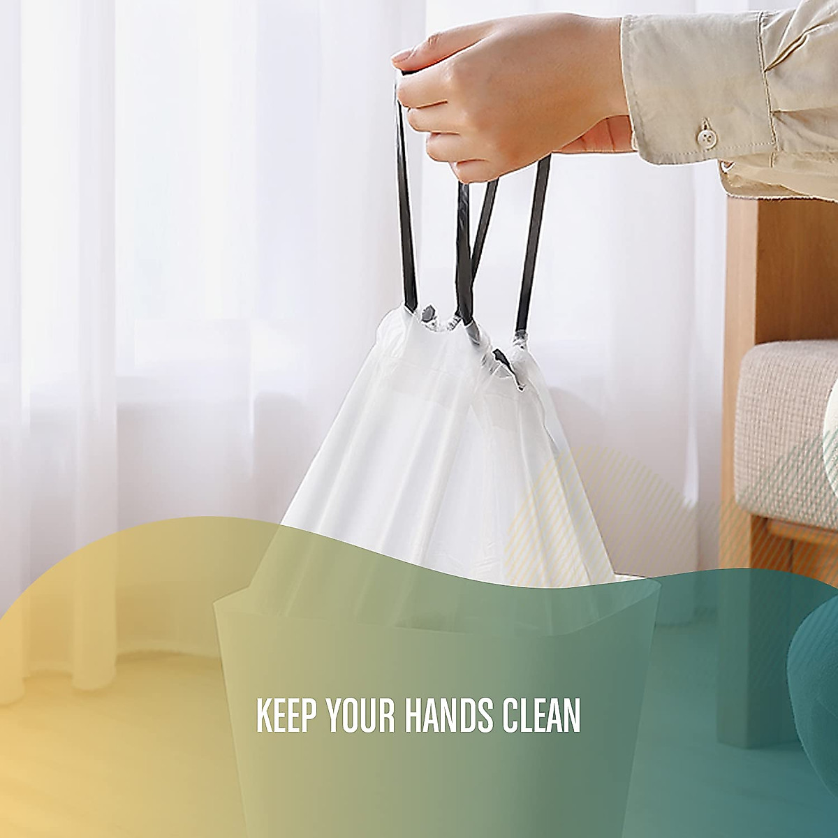 FORID Mini Drawstring Trash bags - 1.2 Gallon White Plastic Garbage Bags 240 Count Small Can Liners for Bathroom Bedroom Office Home 5 Liter (1-2 Gal) - Durable & Thick Trash Bag