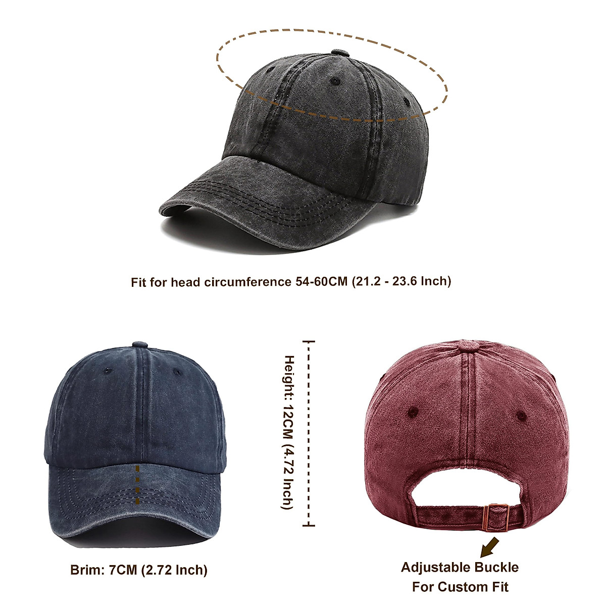 12Pieces Vintage Washed Baseball Caps for Women Men Distressed Twill Adjustable Dads Hats Unisex Style (Multicolor)