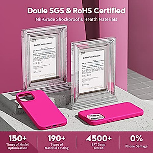 oakxco for iPhone 13 Pro Max Phone Case Liquid Silicone, Fluorescent Bright Solid Color, Cute Thin Slim Soft Rubber TPU Plain Smooth Gel Matte Protective Cover for Women Girl, Fuchsia Hot Pink