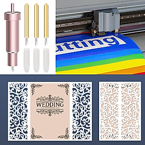 1+10P Premium Fine Point Blade with Housing, Luxiv Fine Point Blade for Cricut Explore Air 1/2/3, 10P Replacement Blade for Cricut Maker, Maker 3 with Housing for Cutting Film, Vinyl, Sticker (Gold)