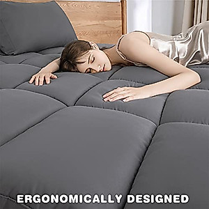Shilucheng Mattress Topper King Size,Extra Thick Mattress Pad Cover,Pillow Top Mattress Topper for Back Pain,Soft Bed Topper Overfilled with Down Alternative,8-21" Deep Pocket,Grey