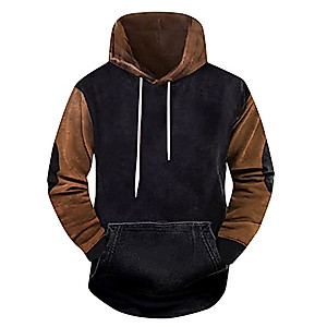 Mens Sweaters Fashion Vintage Splicing Color Pullover Sweaters Comfy Casual Long Sleeve Exercise Hoodies Pullover Personalized Y2k Outfits Streetwear Sudadera con capucha para hombre(Black,L2)