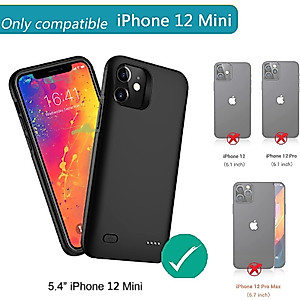 iCatchy Battery Case iPhone 12 Mini(5.4 inch), Large Capacity 8200mAh Ultra-Thin Portable 2-in-1 Charging and Protection Battery case,Compatible with iPhone 12 Mini Extended Battery Charger case