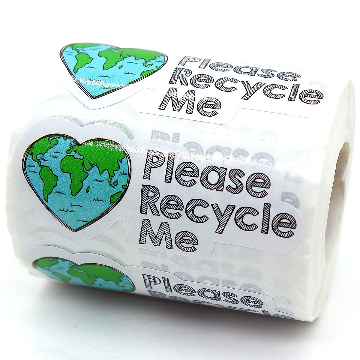 muminglong, 1.5 Inch Please Recycle Me Sticker, Thank You Sticker, Reused Box, Recycling Label, Love Shaped Earth Sticker,Handmade Sticker,Packaging Sticker, 500 PCS