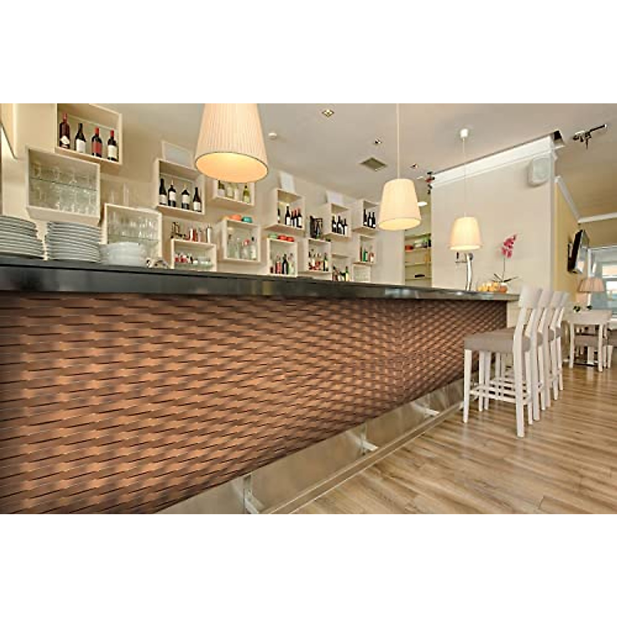 Retro-Art 3D Backsplash Wall Panels for Kitchen, Pack of 10, Geometric Woven Pattern in Bronze Gold, PVC, 24.5 x 18.5, Cover 31.48 sq.ft. 703526