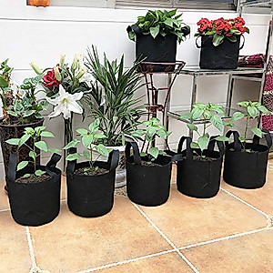 JERIA 16-Pack 5 Gallon Grow Bags, Heavy Duty Thickened Nonwoven Fabric Pots Container with Reinforced Handles, Vegetable/Flower/Plant Grow Pots Come with 16 Pcs Plant Labels