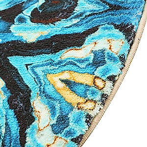 GEVES Trippy Mandala Round Area Rug Turquoise Floral Rugs for Bedroom Kids' Room Living Room Bathroom 3ft Carpet Accent Throw Rugs Indoor Use Non-Slip Easy to Clean