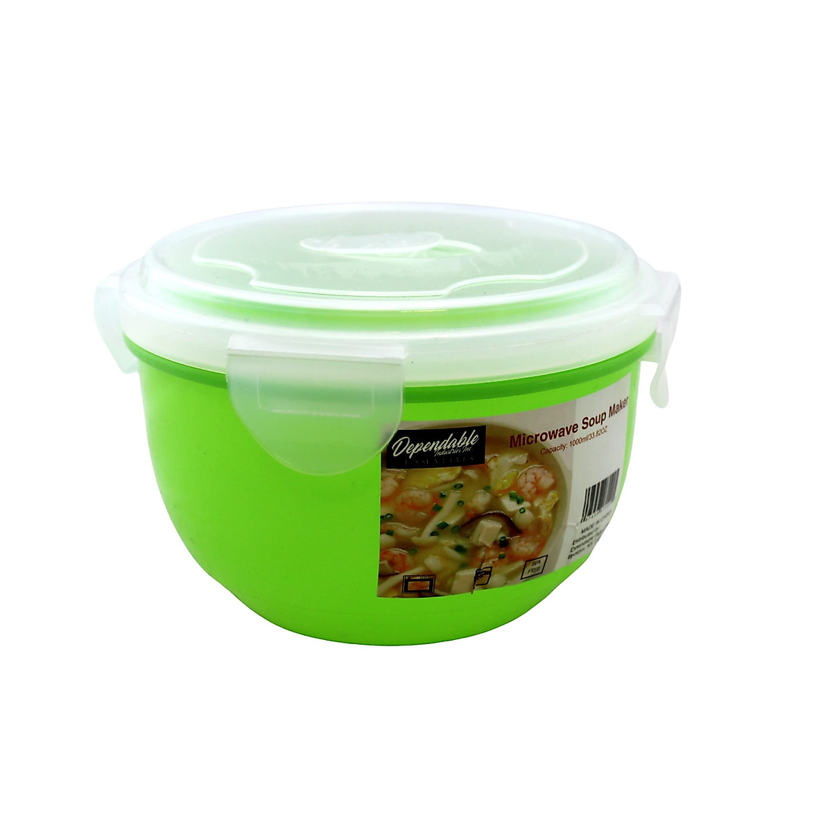 Dependable Industries Microwave Soup and Stew Maker Bowl Mug Noodles Steamer Ramen Oatmeal with Steam Vent and Splash Cover BPA-Free