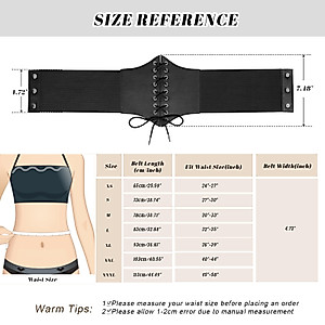 JASGOOD Women’s Elastic Costume Waist Belt Lace-up Tied Waspie Corset Belts for Women, Black,Fits Waist 42-46 Inches