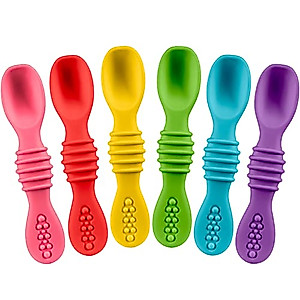 Best Silicone Baby Spoons Bright Color Baby Spoons for Infants Boys and Girls Dishwasher-Safe Silicone First Stage Feeding Spoons Silicone Training Spoon, 6 Soft Spoons Assorted Colors