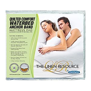 INNOMAX The Linen Resource Quilted Comfort Waterbed Anchor Band Custom Fit Mattress Pad Protective Cover Queen