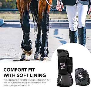 Harrison Howard Horse Tendon Boots Open Front/Fetlock Boot for Horse Protective Boots for Jumping, Trail Riding Set of 4