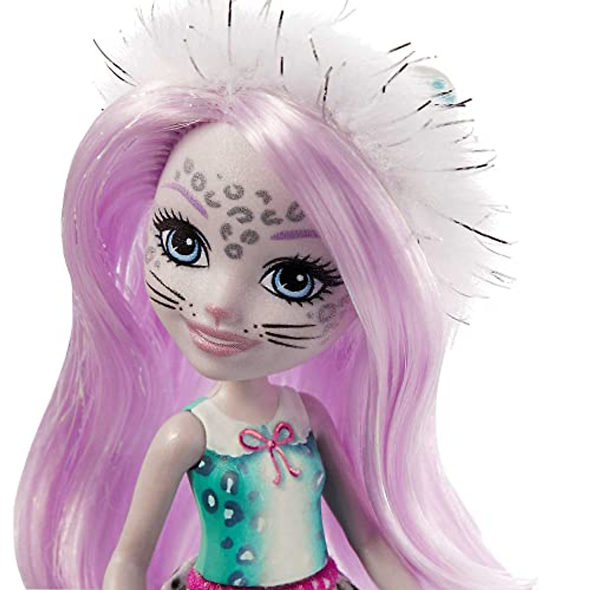 Mattel Enchantimals Sybill Snow Leopard Small Doll (6-in) & Flake Animal Friend Figure, 6-inch Small Doll with Removable Skirt, Snow Boots, and Fur Headband, Great Gift for 3 to 8 Year Olds