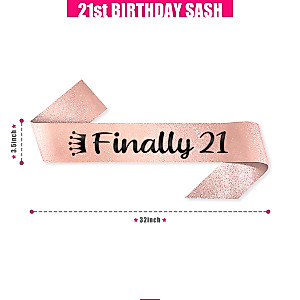21st Birthday Party Decorations for Her Rose Gold Supplies Big Set with Birthday Banner and 21 BDay Digit Balloons for Women Including Latex and Confetti Balloons