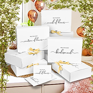 WLUSEAXI 8Pack Bridesmaid Proposal Box with Bridesmaid Cards, Bridesmaid Boxes with Ribbon, Maid Matron of Honor Proposal Box, White Boxes for Bridesmaid Proposal, Bridesmaid Proposal Gifts