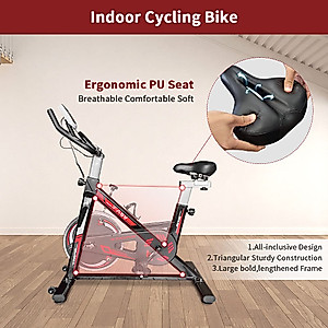 Exercise Bike Stationary Indoor Cycling Bike, Belt Drive with Heart Rate, Soft Adjustable Seat, 3 Modes Handlebar, Tablet Holder, 36LBs Flywheel Stable Quiet Smooth for Man Women Home Cardio Workout