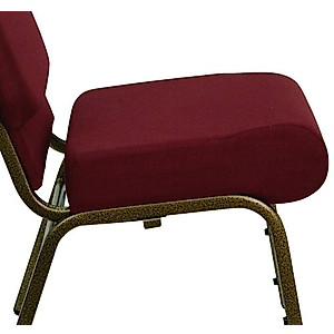 Flash Furniture HERCULES Series 21''W Stacking Church Chair in Burgundy Fabric - Gold Vein Frame