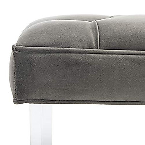 Safavieh Couture Home Tourmaline 48-inch Glam Dark Grey Velvet Tufted Acrylic Bench