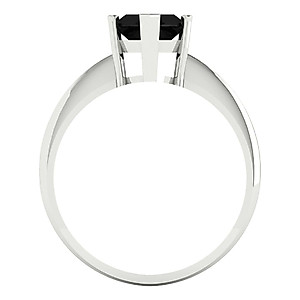 2.50 ct Marquise Cut Solitaire Genuine Natural Black Onyx Wedding Bridal Designer Anniversary Engagement Ring 14k White Gold 9