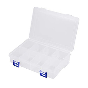 SEWACC Transparent Plastic Storage Box 8 Grids Portable Organizer Box with Adjustable Dividers Clear Crafts and Jewelry Storage Box for Beads Earring