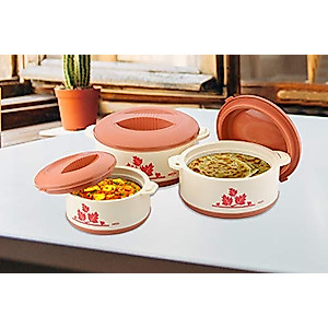 Milton Orchid Insulated Plastic Casserole Gift Set, 3-Pieces, Light Brown