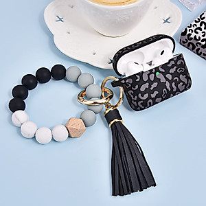 Filoto Airpods Pro 2nd Generation Case Cover 2022, Cute Silicone Protective Case with Bracelet Keychain Accessories for New Apple Airpods Pro 2 Women Girls (Dark Grey Leopard)