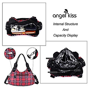 Angel Kiss Women Handbags Shoulder Bags Washed Leather Satchel Tote Bag Mutipocket Hobo Purse