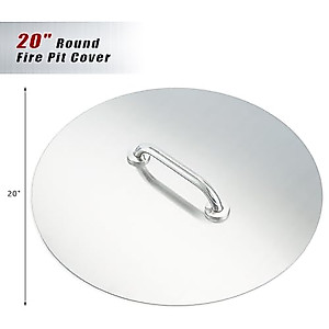 Fire Pit Lid Round 20" Fire Pit Ring Cover 1.5mm Thick Stainless Steel Fire Pit Burner Cover for Round Patio Fire Pits