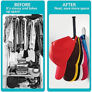 kuaile Hat Racks for Baseball Caps, Adhesive Hat Hooks for Wall, Stainless Steel Baseball Cap Hanger for Baseball Caps Holds 30 Caps, Elegant and Economical Hat Rack for Baseball Fans (2 Pcs)